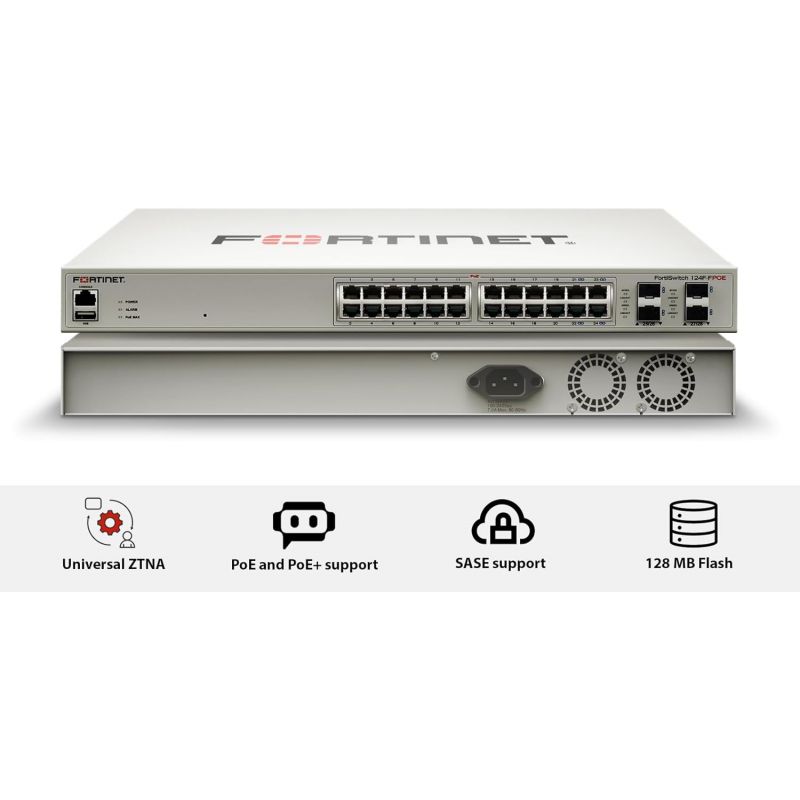 Switch PoE administrable Fortinet FortiSwitch 124F-FPOE L2+ avec 24GE ...